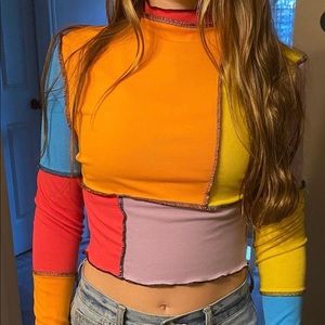 SHEIN | Tops | Shein Neon Colorblock Shirt | Poshmark